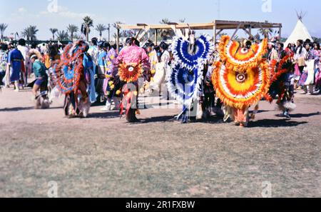 Native Americans in Arizona, preparing for a performance ca. 1973 Stock ...