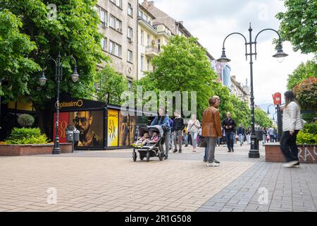Sofia, Bulgaria. May 2023. people strolling along Vitosha boulevard in the city centre Stock ...