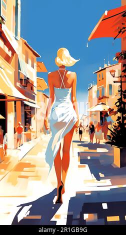 Beautiful summer day in a small town by the sea Stock Photo - Alamy