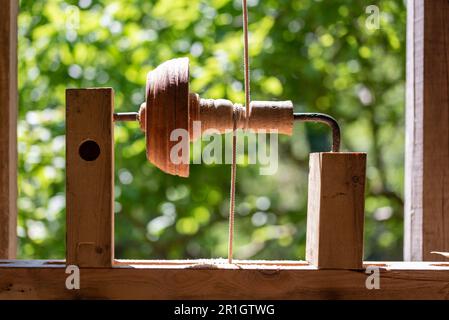 Old style foot powered wood turning machine, based around a 17th ...
