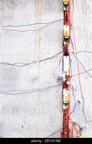 Old messy electrical equipment on abandon billboard panel Stock Photo ...