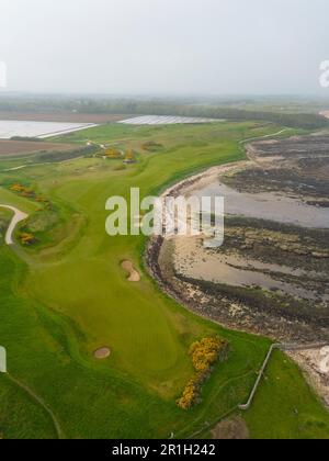 Aerial view of Kingsbarns Golf Links golf course in Kingsbarns, Fife ...