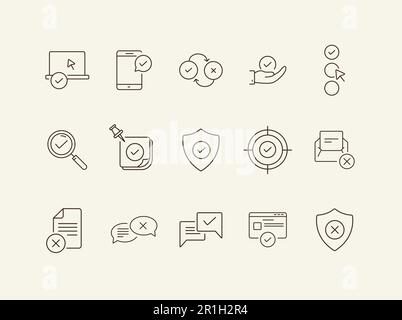 Approval line icons collection. Acceptance, Endorsement, Validation ...