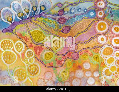 Psychedelic doodle of colorful balloons. The dabbing technique near the ...