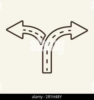 crossroads sign icon linear logo mark set collection in black and white ...