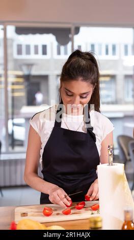 Chef cooking caprese salad in restaurant kitchen Stock Photo - Alamy