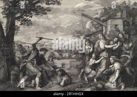 Story of the Prophet Moses, Moses defends the daughters of Jetro, c ...