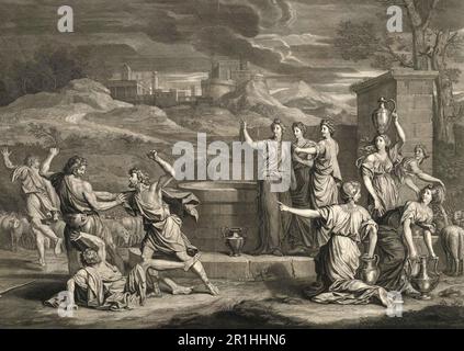 Story of the Prophet Moses, Moses defends the daughters of Jethro, c ...