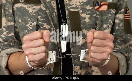 American military soldier in handcuffs Stock Photo - Alamy