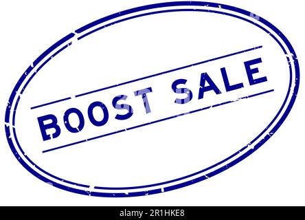 Grunge blue boost sale word round rubber seal stamp on white background ...