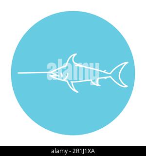 Swordfish color line illustration. Ocean fishes Stock Vector Image ...