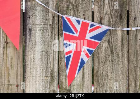 Union Jack bunting hung out for celebrations for King Charles ...