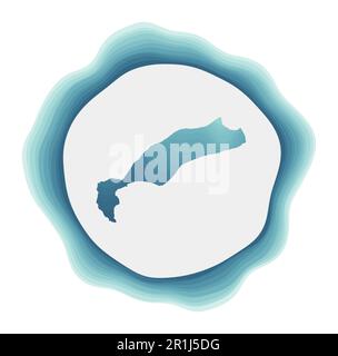 Kos Badge. Round logo of island with triangular mesh map and radial ...