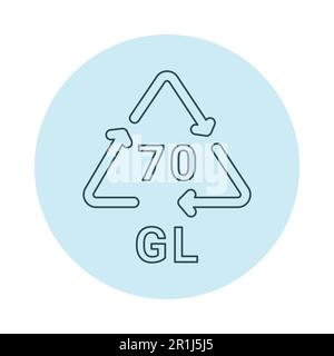 Glass recycling code GL 70 isolated on white background . Mixed glass ...