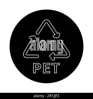 Plastic recycling code PET 01 line icon. Consumption code polyethylene ...