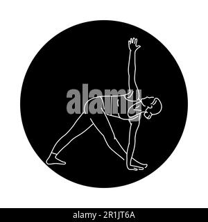 Inverted triangle pose Parivrtta Trikonasana color line illustration ...