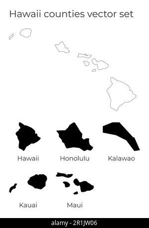 Hawaii map. Blank vector map of the US state. Borders of Hawaii for ...