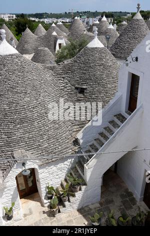 Overlooking the trulli of Rione Monti area, Alberobello, Puglia, with ...