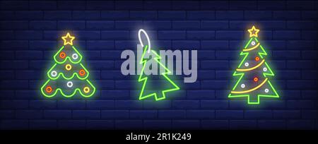 Fir-trees neon signs set Stock Vector Image & Art - Alamy