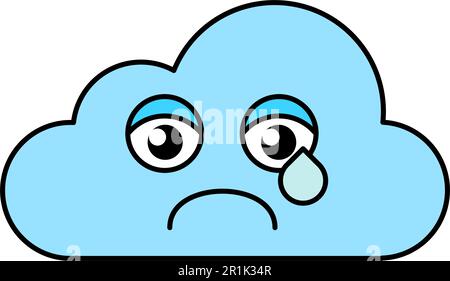 Crying, teary cute emoji vector illustration. Weeping, pain emoticon ...