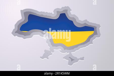 Creative Ukraine map with flag colors in paper cut style. Vector ...