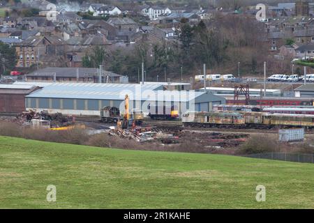 Withdrawn class 47 diesel locomotives at the West Coast railways depot ...