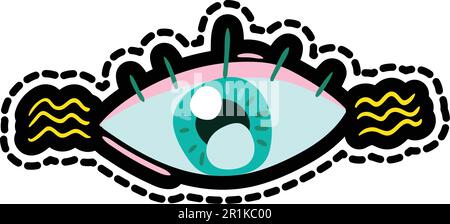 Eye stitched frame illustration. Good morning vector sticker, patch ...