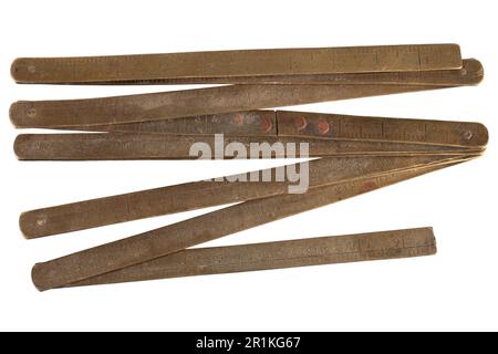 Antique carpenter's brass ruler from isolated on white background Stock ...