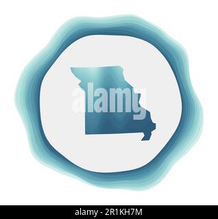 Missouri round stamp. Round logo with US state map and title. Stylish ...