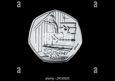 A 50p coin issued in 2020 featuring Christopher Robin from Winnie The ...