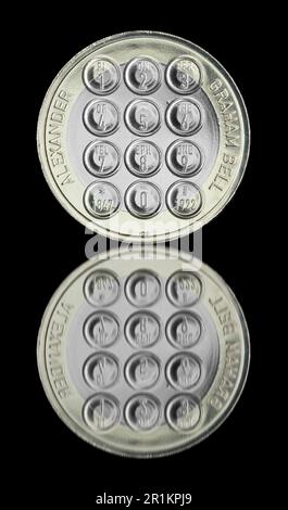 £2 coin commemorating the life and work of inventor Alexander Graham ...