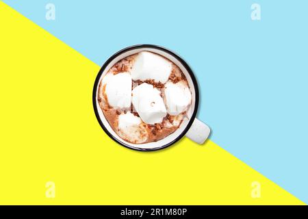 Marsh mellow over chocolate milk, flat lay concept isolated Stock Photo ...