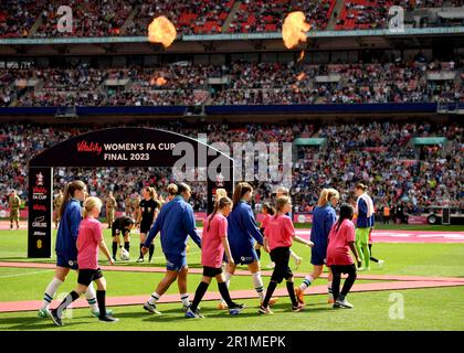 Chelsea walk out onto the pitch ahead of the Premier League match at ...