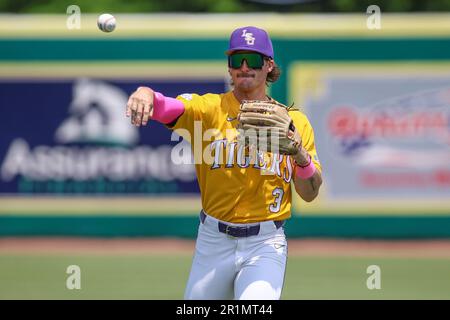 May 14, 2023: LSU's Dylan Crews (3) throws the ball to a teammate ...