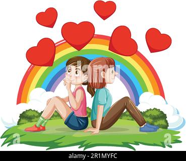 Two Girls Sitting Back to Back illustration Stock Vector Image & Art ...