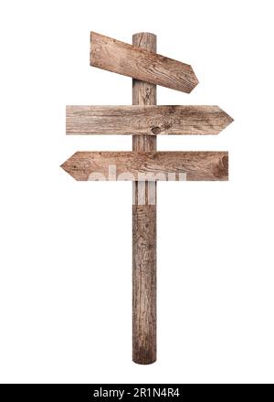 Empty wooden road sign isolated on white Stock Photo - Alamy
