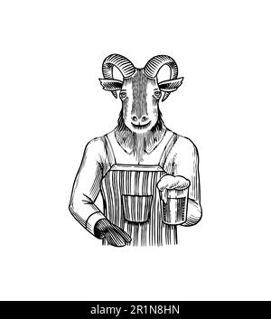 Illustration vintage bartender with hipster style Stock Vector Image ...