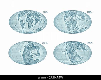 Plate tectonics on the planet Earth. Pangaea. Continental drift ...