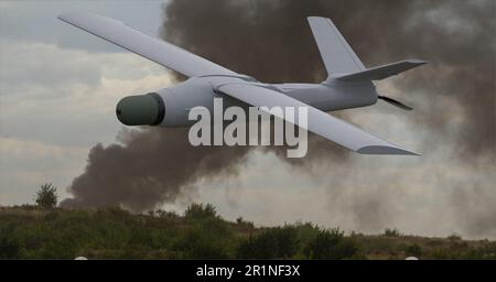 Loitering munitions system above the battlefield Stock Photo - Alamy