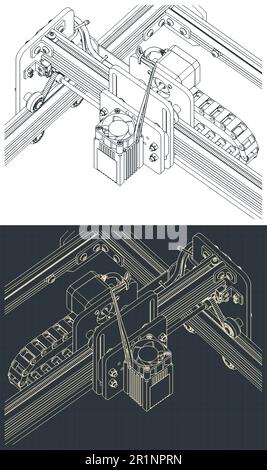 Stylized vector illustration of blueprints of CNC Saw Head Stock Vector Image & Art - Alamy