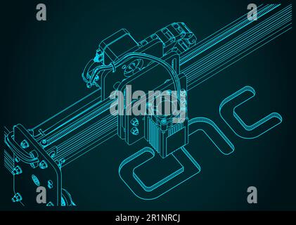 Stylized vector illustration of CNC milling machine Stock Vector Image ...