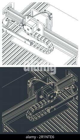 Stylized vector illustration of blueprints of CNC Saw Head Stock Vector Image & Art - Alamy
