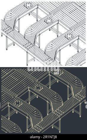 Stylized Vector illustration of belt conveyor drawings Stock Vector ...