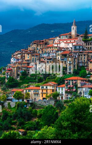 View of Apricale in the Province of Imperia, Liguria, Italy Stock Photo ...