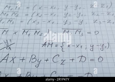 Sheet of paper with different mathematical formulas, closeup Stock ...