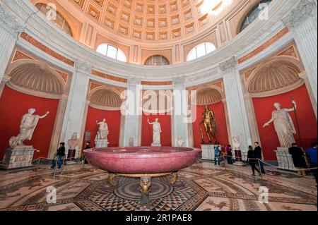 Sala Rotonda, Europe, antique porphyry stone bowl, bronze statue of ...