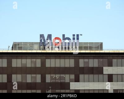 Giza, Egypt, May 4 2023: Fuel up gas and oil station under construction ...