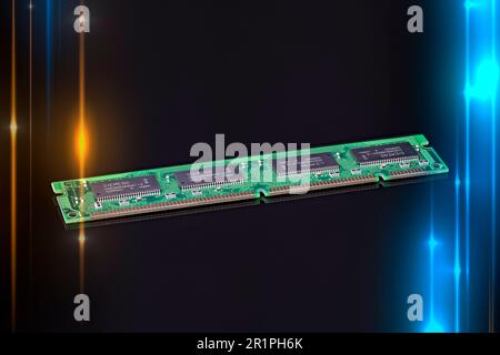 PC processor with light effects and reflections, large depth of field due to focus stacking ...