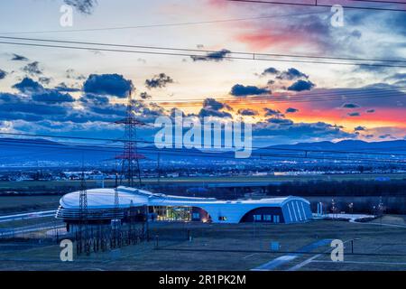 Substation Vienna Southeast Austrian Power Grid , spotlighted Pylon ...