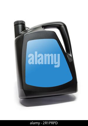 Plastic canister with compressor oil on a white background. High ...